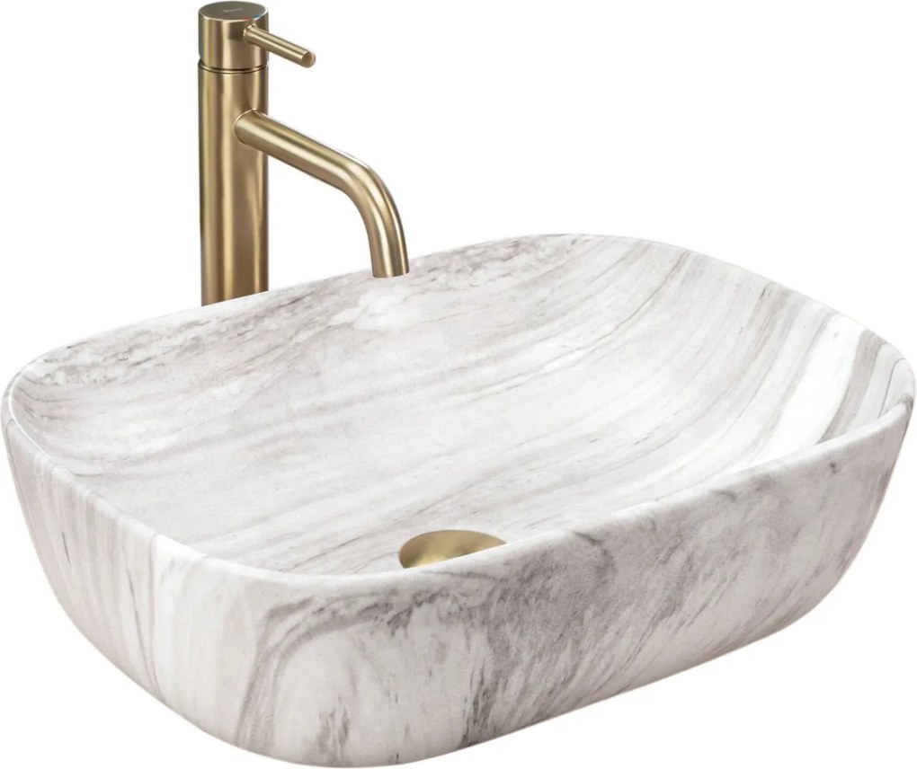 Rea Belinda Ash, umyvadlo na desku 460x330x135 cm, imitace kamene matná, REA-U3324