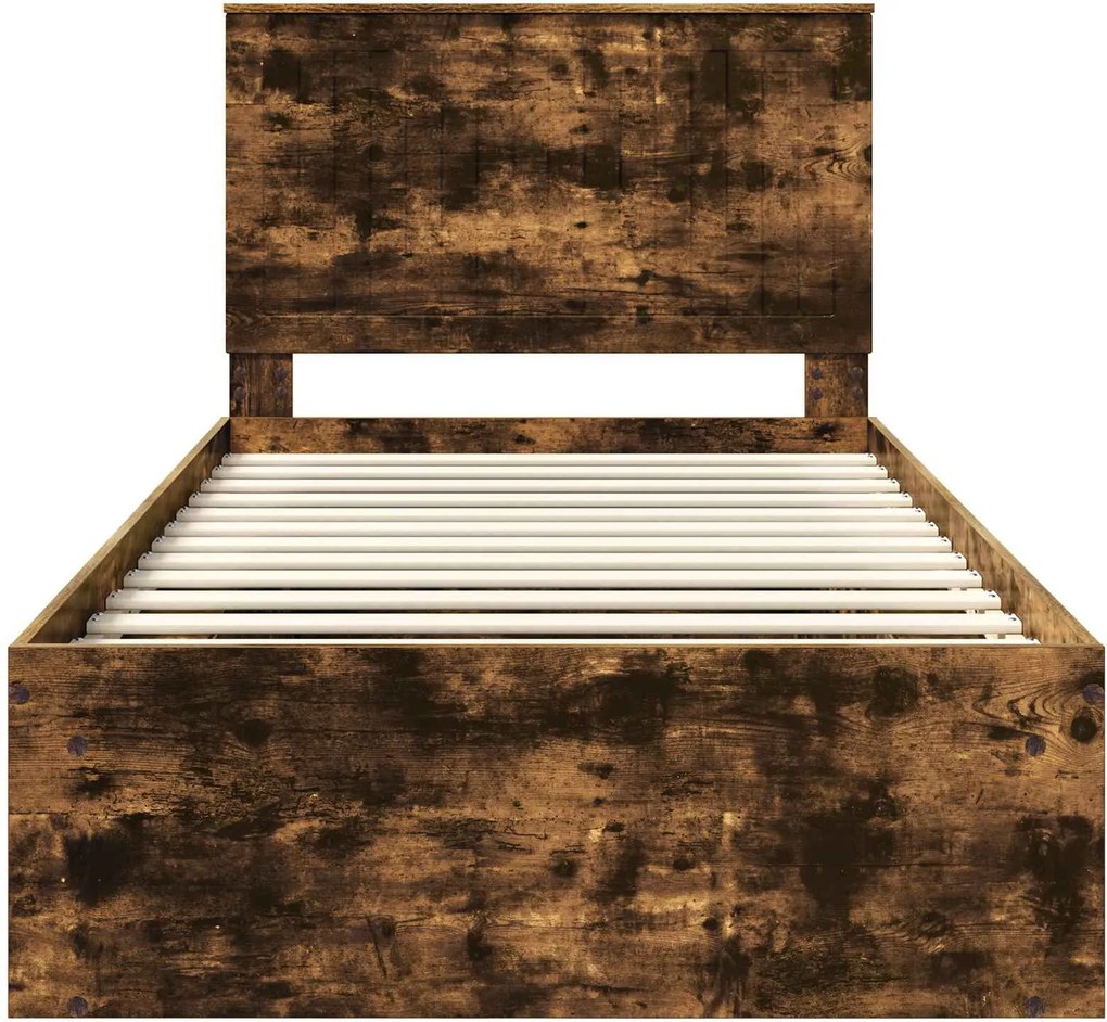 Rám postele Kouřový dub 100 x 200 cm Masivní borové dřevo 3411050