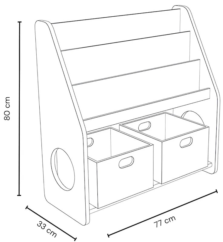 Dřevěný regál na knihy a hračky doplňky k produktu: 2 dřevěné boxy
