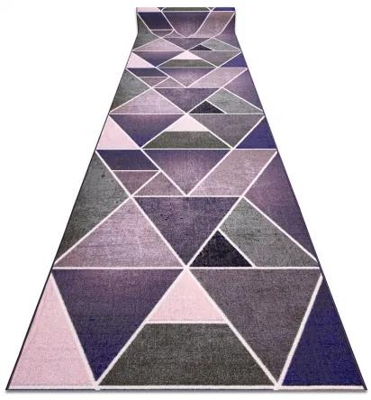 Běhoun pogumovaný TROJKĄTY geometrický fialový Šíře: 67 cm
