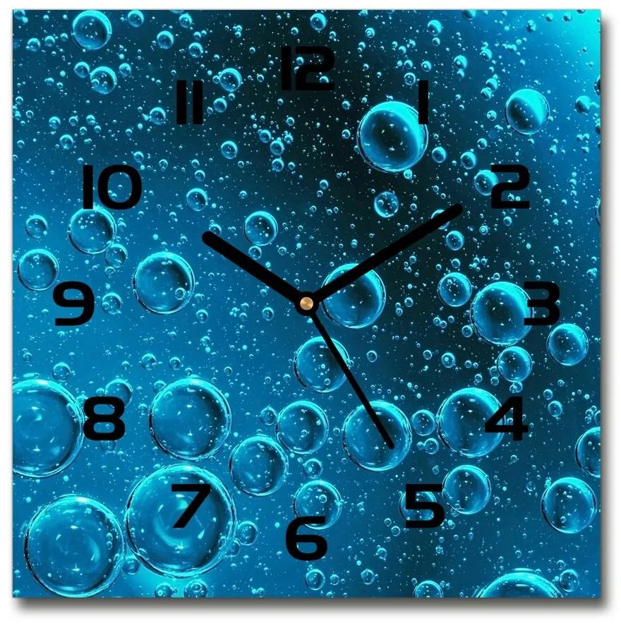 Wallmuralia Skleněné hodiny na stěnu Bubliny pod vodou 30x30 cm