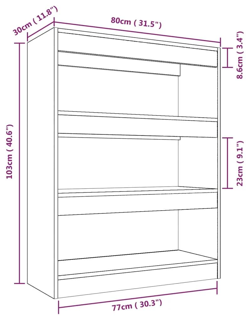 Knihovna / dělicí stěna bílá 80 x 30 x 103 cm kompozitní dřevo