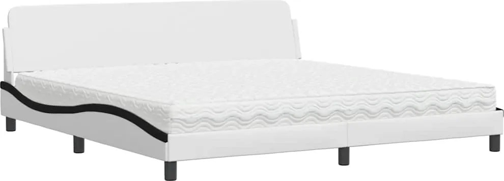 Postel s matrací Dover bílá a černá 200 x 200 cm umělá kůže 3208483