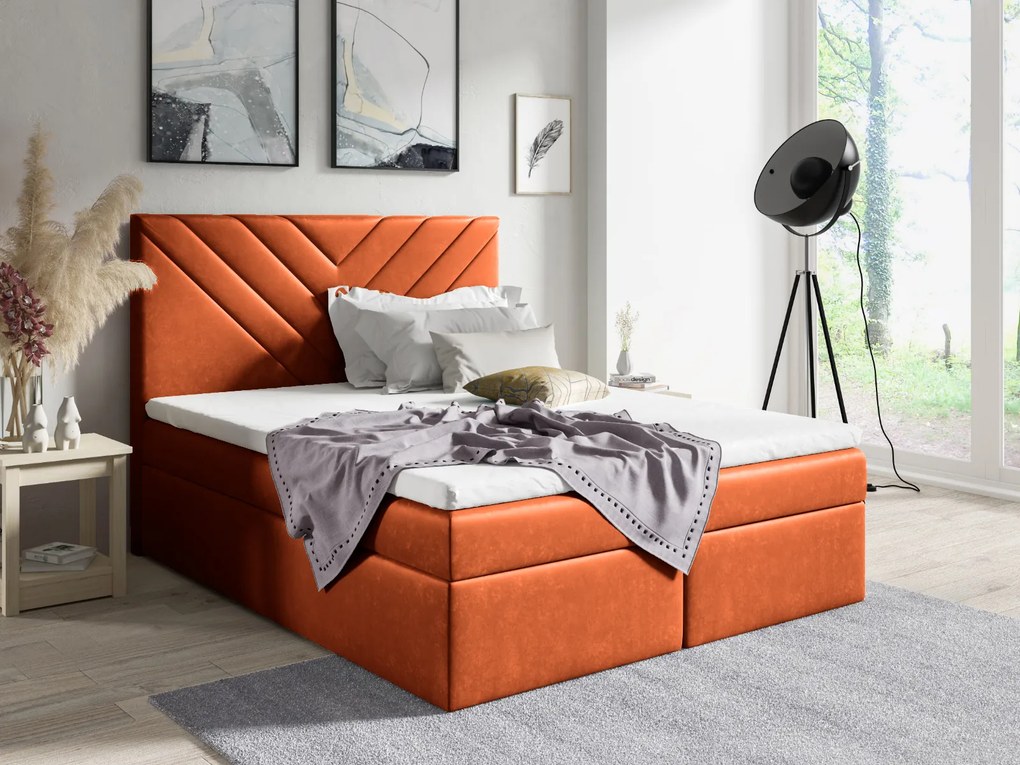 Eka Kontinentální čalouněná postel LIZA - Trinity (200x200 cm) Barva látky Trinity: Hořčicová (Trinity 2326)