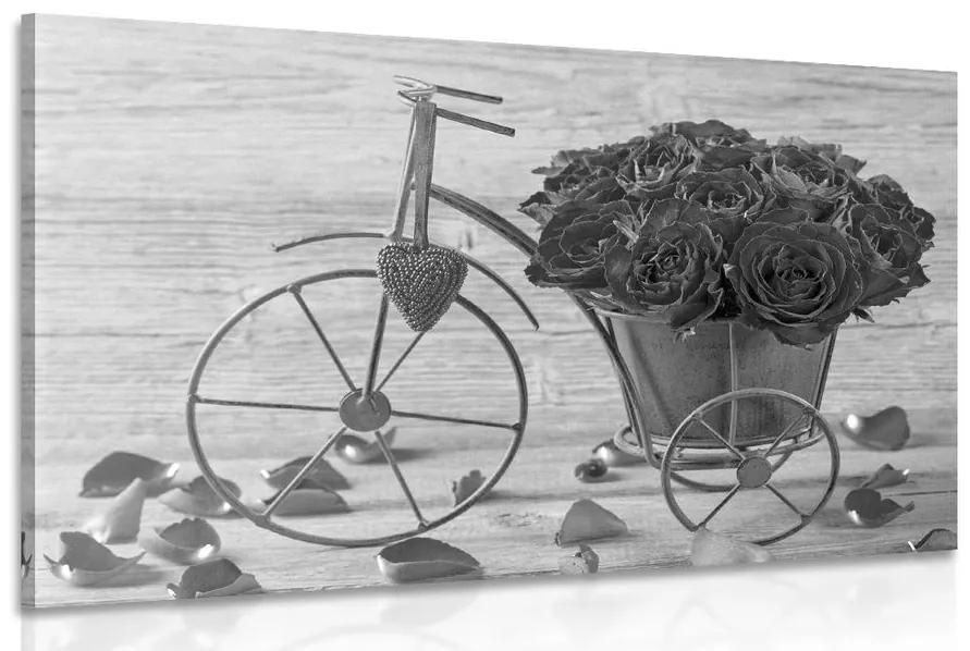 Obraz kolo plný růží v černobílém provedení Varianta: 120x80