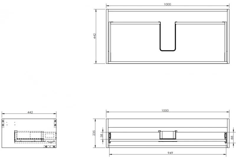 Mexen Box-A, závěsná skříňka 100 cm, 1 zásuvka, ořech, 91AX0-1000-235-1-86