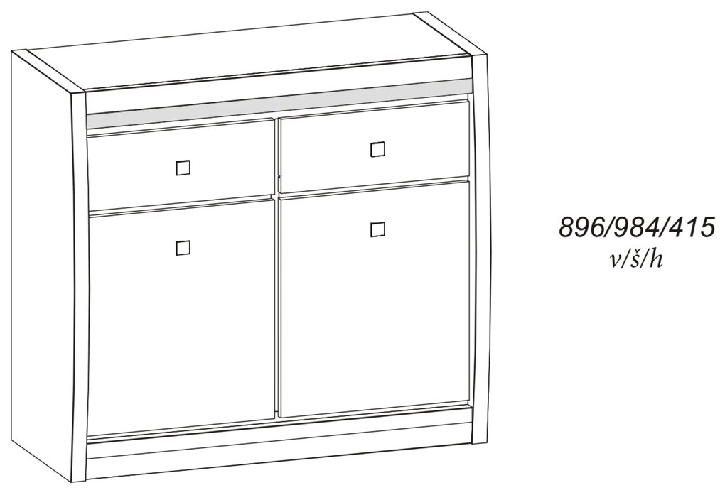 Sconto Komoda MALLORCA FR4 ořech tmavý/dub milano