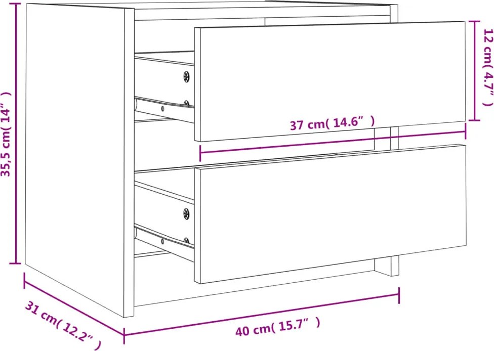 vidaXL Noční stolek 40 x 31 x 35,5 cm masivní borové dřevo [836137] Barva: Přírodní