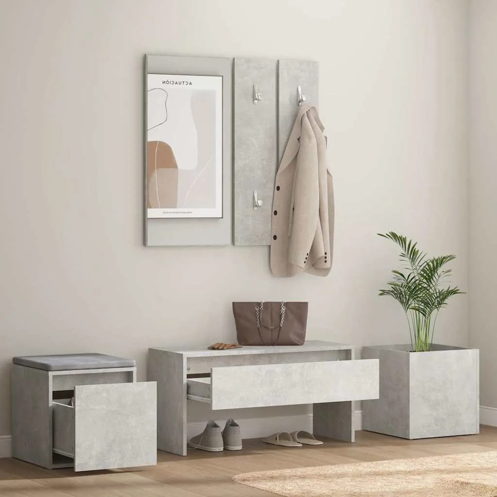 Sada nábytku do předsíně betonově šedá kompozitní dřevo 3082066