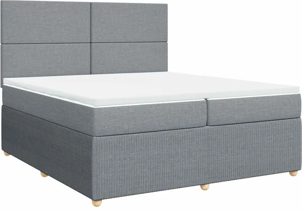 Box spring postel s matrací světle šedá 200 x 200 cm textil 3292156