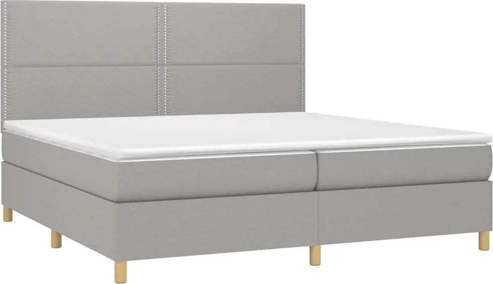 Box spring postel s matrací světle šedá 200 x 200 cm textil 3142281