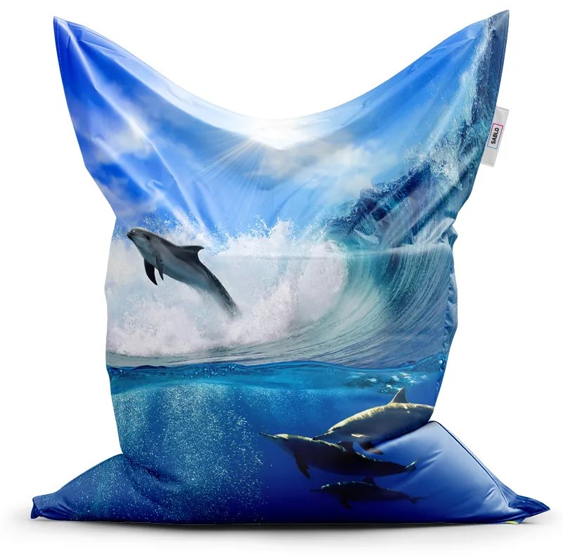 Sablio Sedací vak Classic Delfíni ve vlnách - 200x140 cm