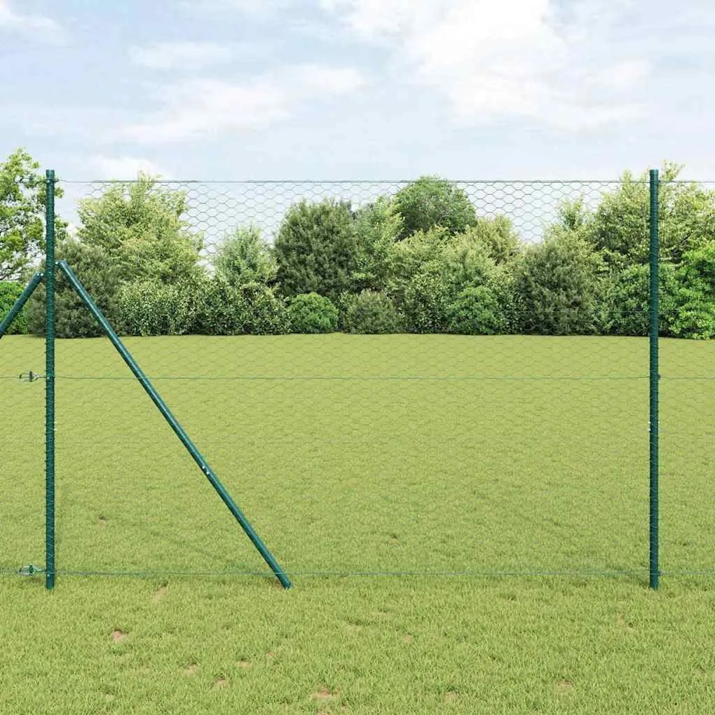 Hexagonální kotvení plotu 25 x 1,6 m Ocel potažená PVC Zelená 3352690