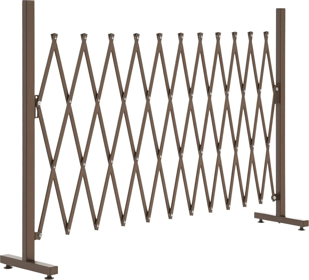 Outsunny Rozkládací zátaras s nůžkovým mechanismem 35-300cm Hliníkový tmavě hnědý H103.5cm | Aosom