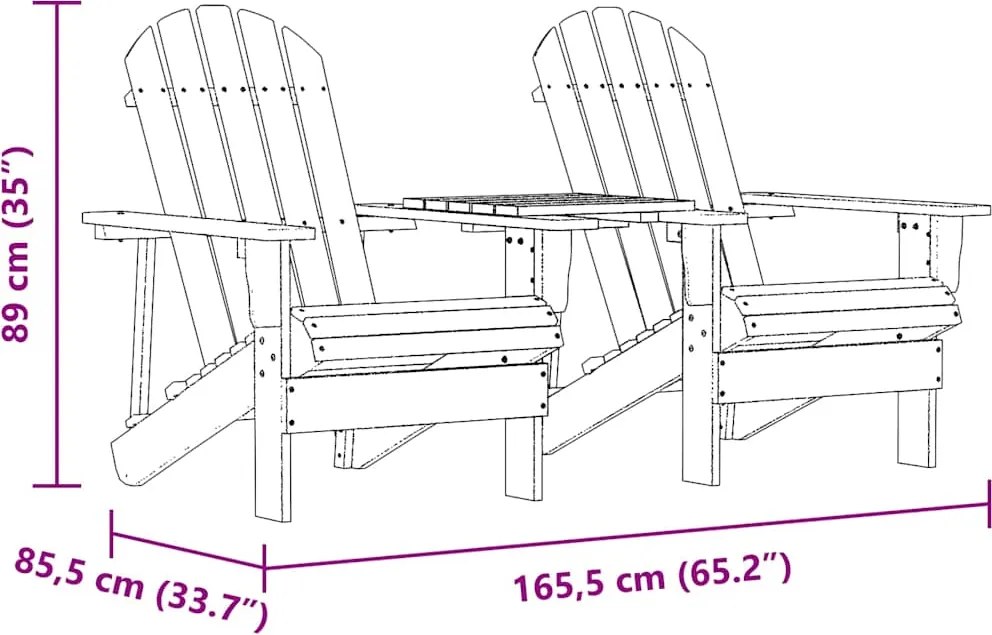 Zahradní židle Adirondack s čajovým stolkem masivní jedle 315892