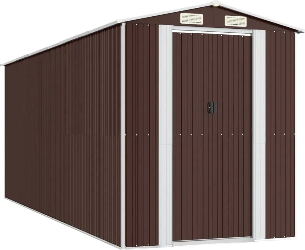 Zahradní kůlna tmavě hnědá 192 x 523 x 223 cm pozinkovaná ocel 3147464