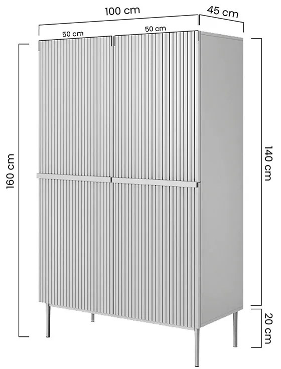 Kredenc Nicole 100 cm - černý mat / černé nožky