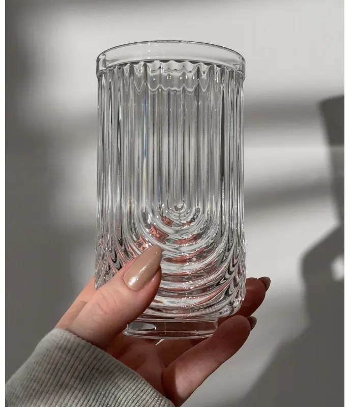 Flamenco Mystique Drážkované vysoké sklo 420 ml - robustní sklo, 1 kniha SZK64 | Kvalitní sklenice pro váš domov