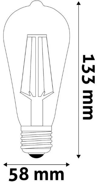 Prémiová retro LED žárovka E27 7W 806lm ST57 teplá, filament, ekv. 60W, 3 roky