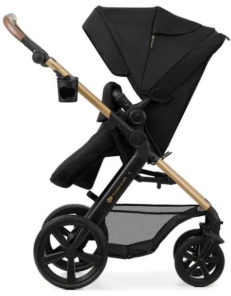 KINDERKRAFT - Kombinovaný kočárek 3v1 MOOV 2 Pure black + autosedačka MINK PRO