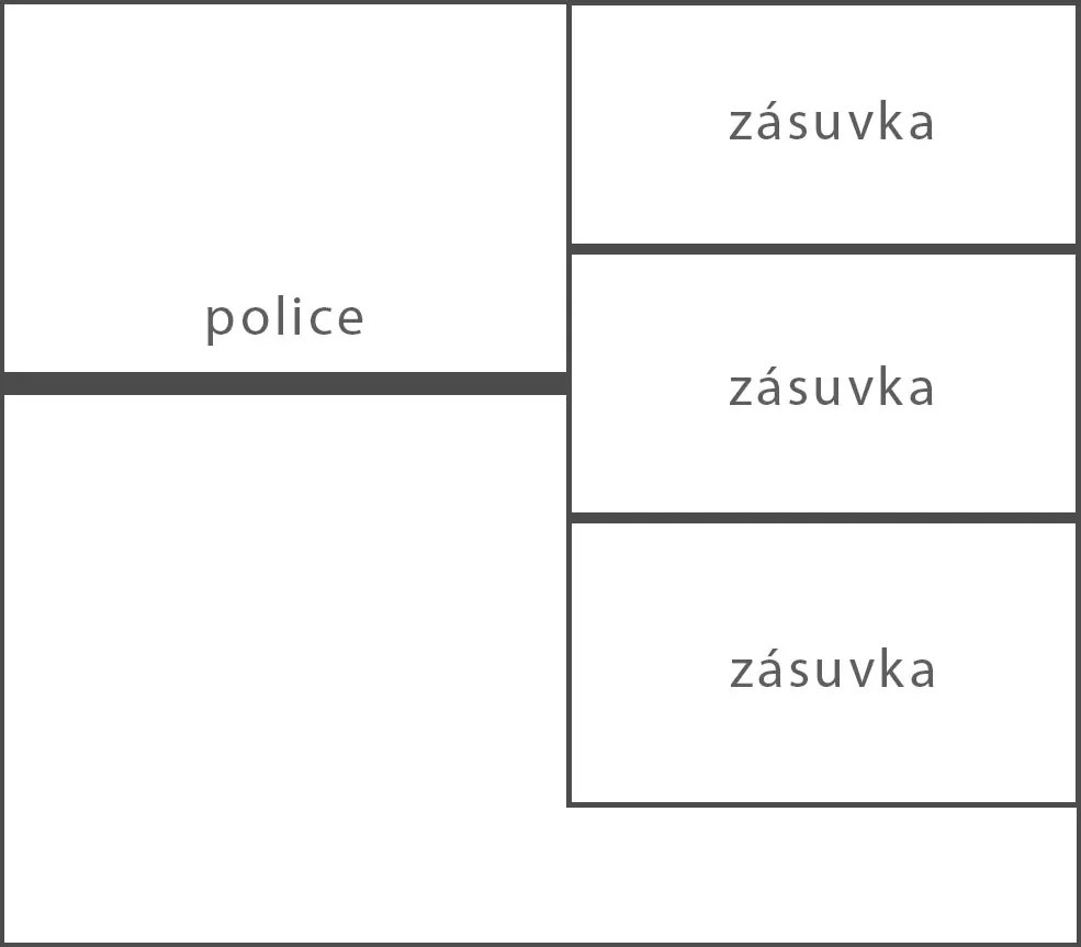 CEZAR s | komoda 11 se zásuvkami a policí | 120 cm | sonoma