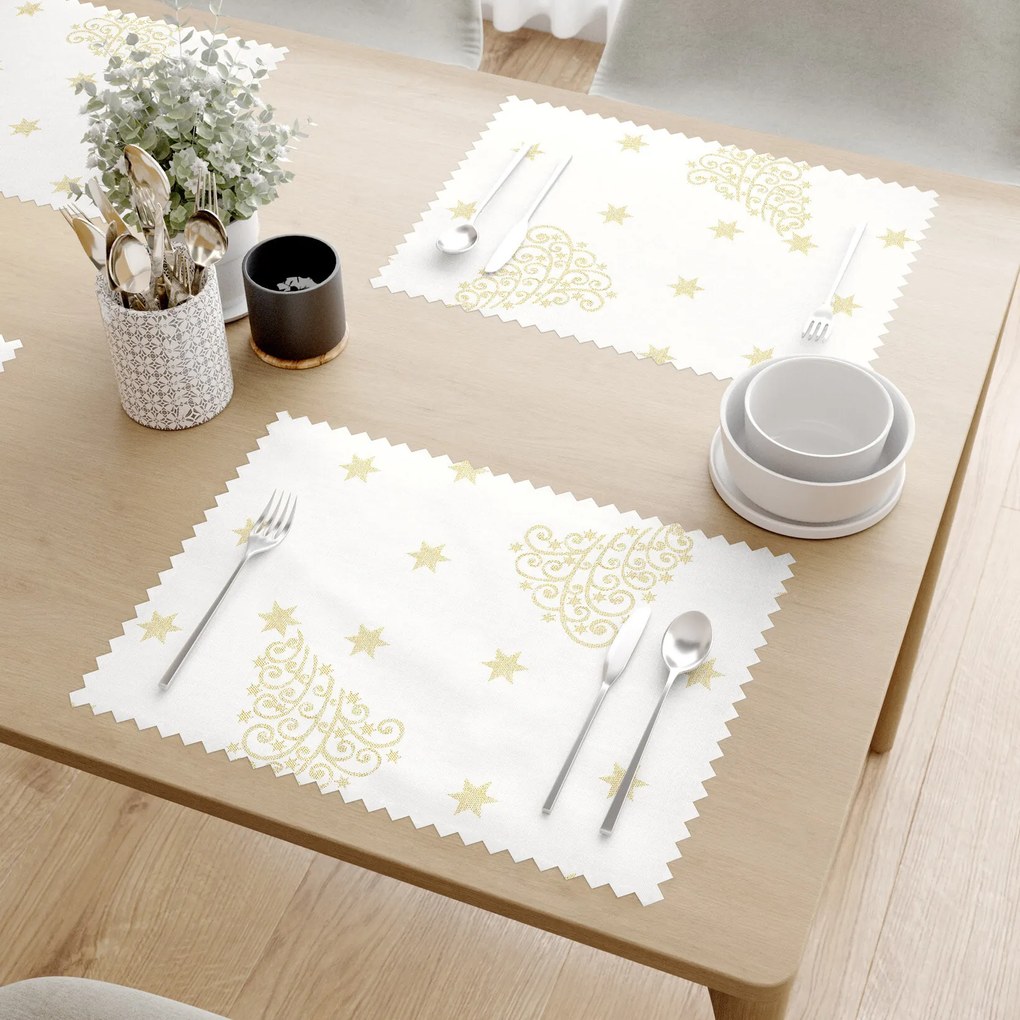 Goldea vánoční prostírání na stůl teflonové - zlaté vánoční stromečky a hvězdičky - sada 2ks 30 x 40 cm