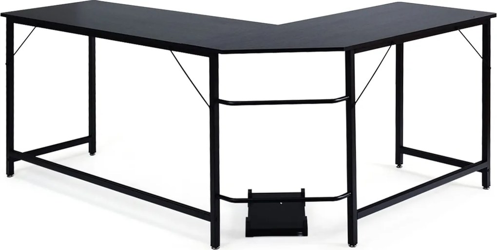 Costway Počítačový stůl ve tvaru L PC černý/přírodní – 168 × 125 × 74 cm