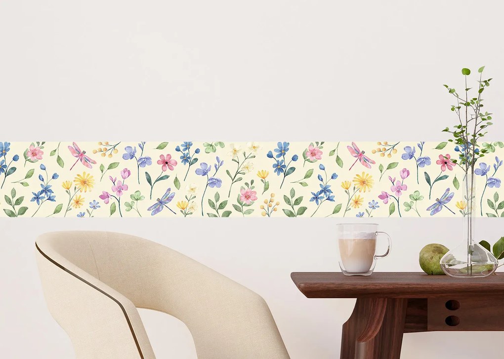 Samolepící bordura na zeď Zahradní Vážky | 5 m x 13.8 cm | DWB8487
