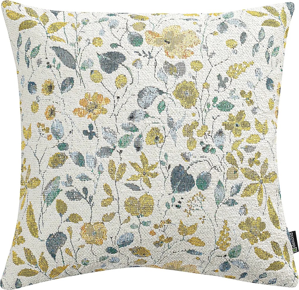 Kinga - potah na polštář jednoduchý barva žlutá látka pletený vzor, vzorované
