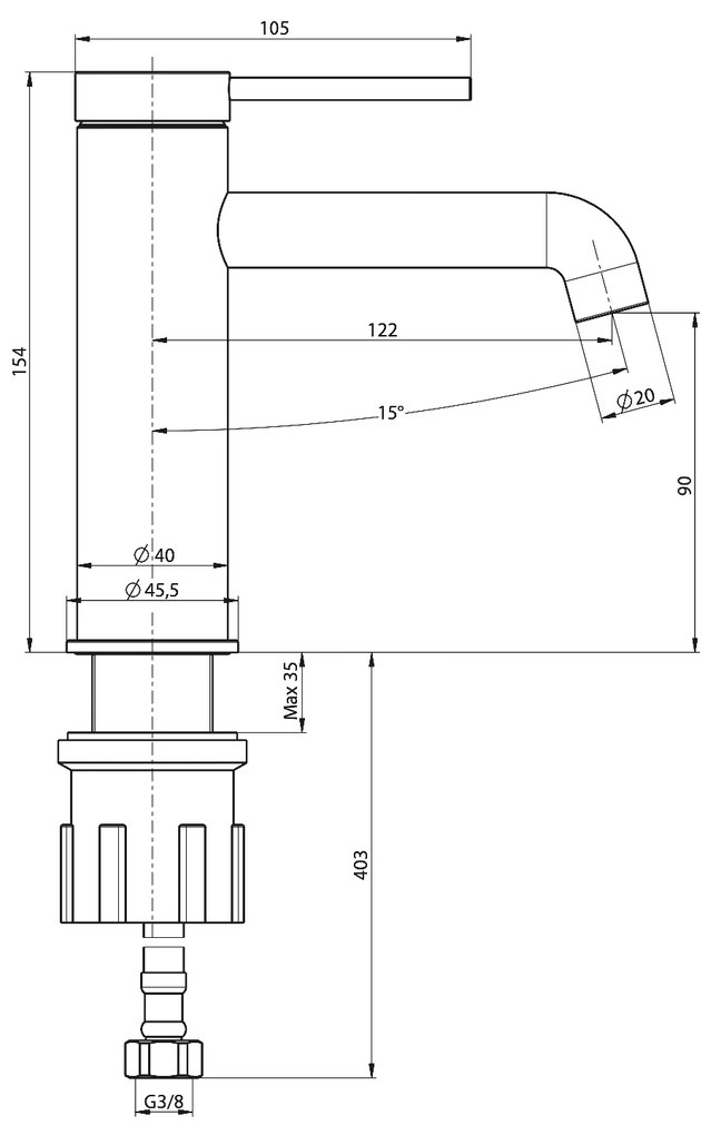 Sapho Kaja umyvadlová baterie stojánková chrom HJ002