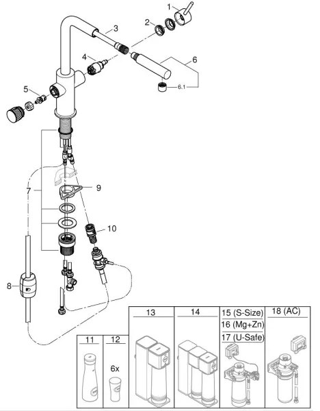 GROHE 30601DC0 - Dřezová baterie BLUE PURE s výsuvnou koncovkou nerez