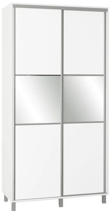 Skříň šatní bílý lesk se zrcadlem v.240 cm - š. 120 cm
