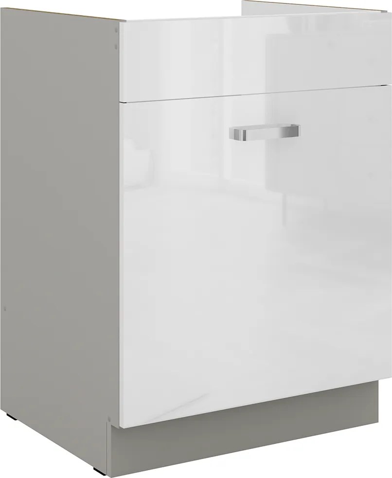 BIANCA sb | dolní skříňka 60 ZL 1S dřezová | 60 cm | PREMIUM BOX | světle šedá/bílá lesk