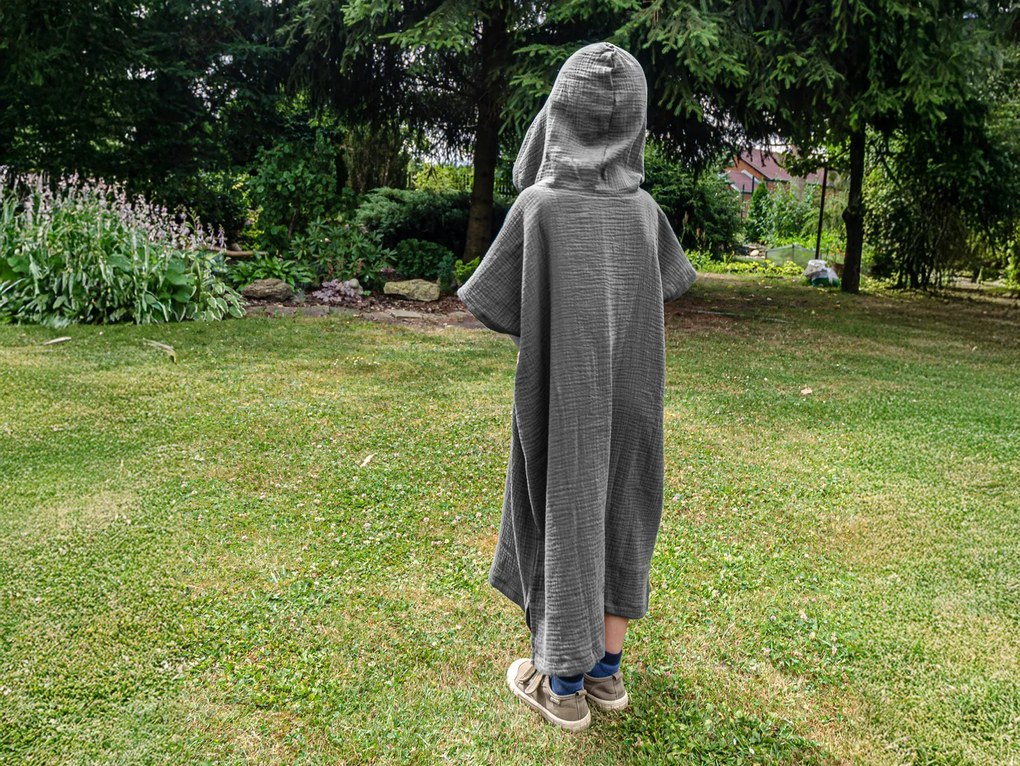 Nelly Mušelínové pončo dětské - Šedá Rozměr: 122 - 140 cm