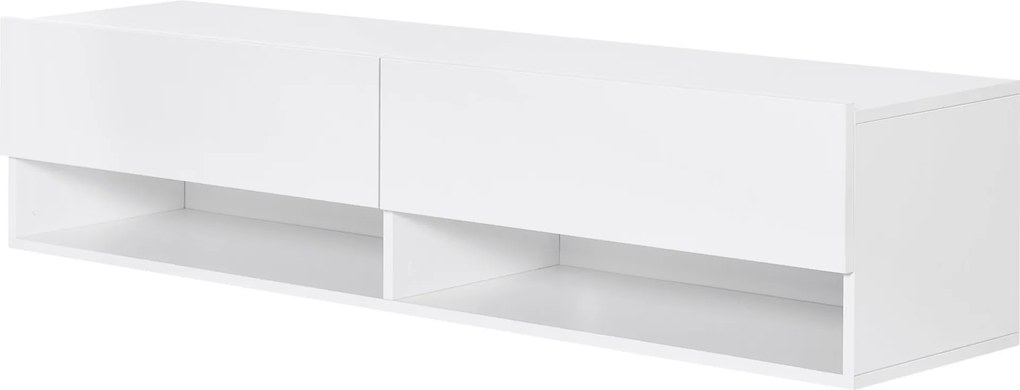HOMCOM Nástěnný stojan na TV s TV skříňkou pro obývací pokoj se 2 přihrádkami a 2 skříňkami s výklopnými dvířky pro TV do 60 palců 140x32x31 cm Bílá |