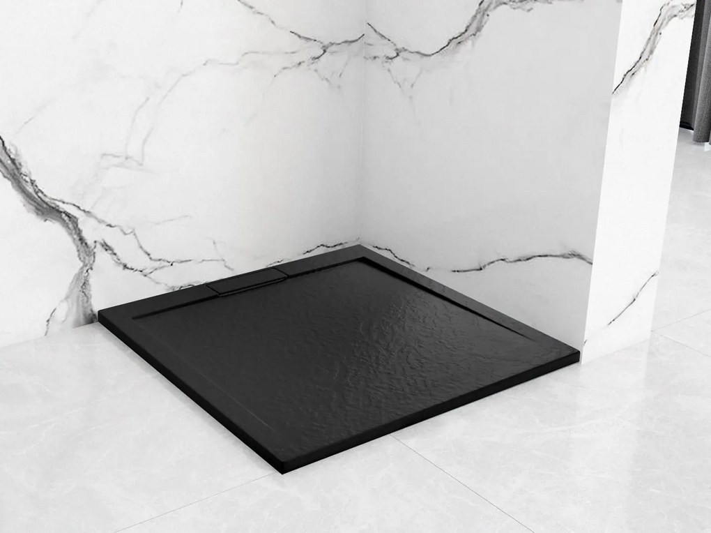 Rea Grand Black, sprchová vanička z minerálního kamene 90x90x3, 5 cm, REA-K4595