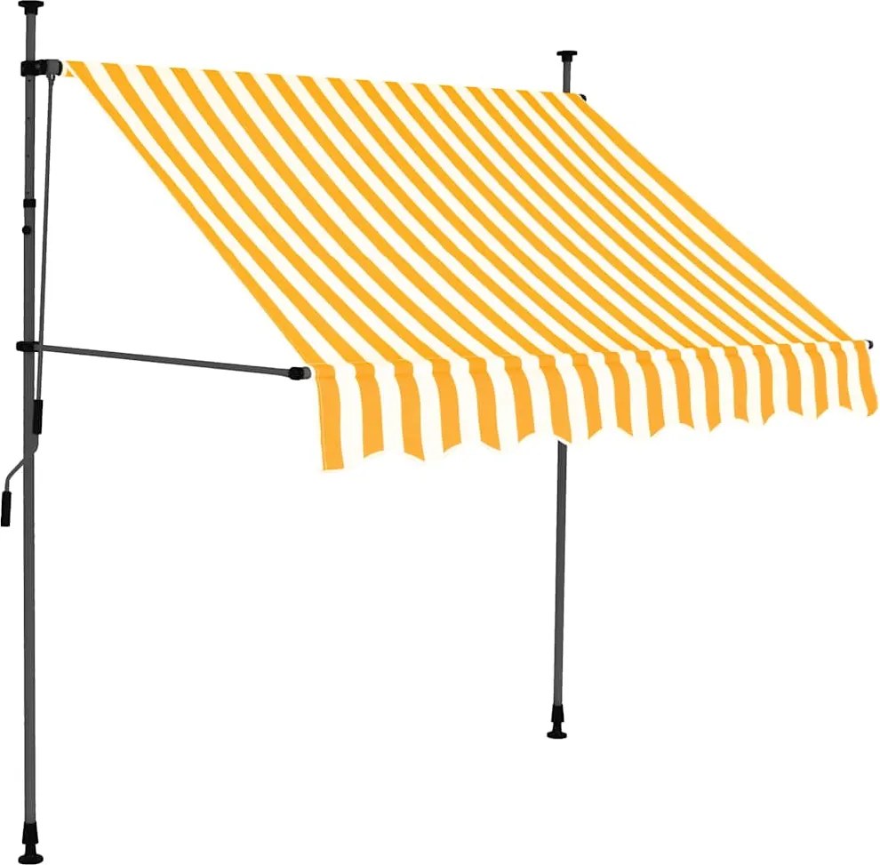 Ručně zatahovací markýza s LED světlem 150 cm bílooranžová 145856