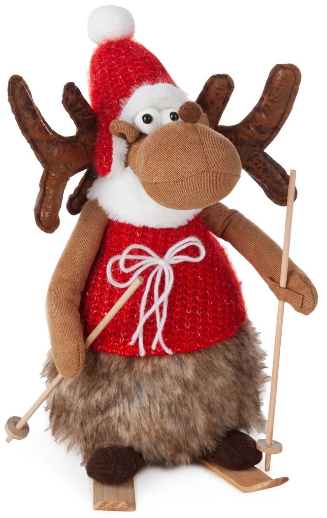 VÁNOČNÍ DEKORAČNÍ FIGURKA REINDEER 37 CM VÍCEBAREVNÁ