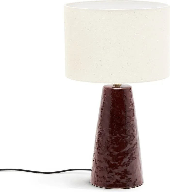 Červená/bílá stolní lampa s textilním stínidlem (výška 49 cm) Drava – Kave Home