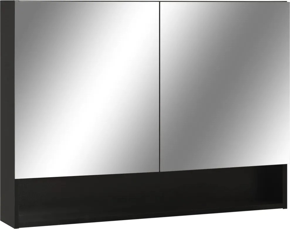 LED koupelnová zrcadlová skříňka černá 80 x 15 x 60 cm MDF 323605