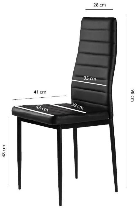 Sada 4 elegantních židlí v černé barvě s nadčasovým designem