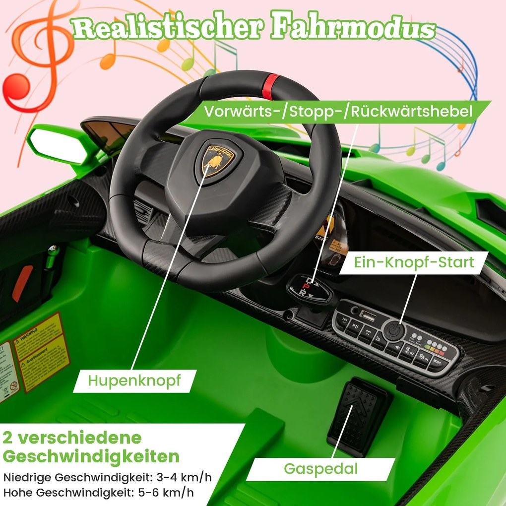 Costway Dětské elektrické auto Lamborghini s dálkovým ovládáním