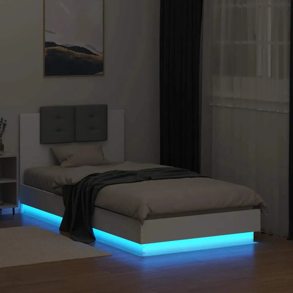 Rám postele s čelem a LED osvětlením bílý 90 x 190 cm 3210059