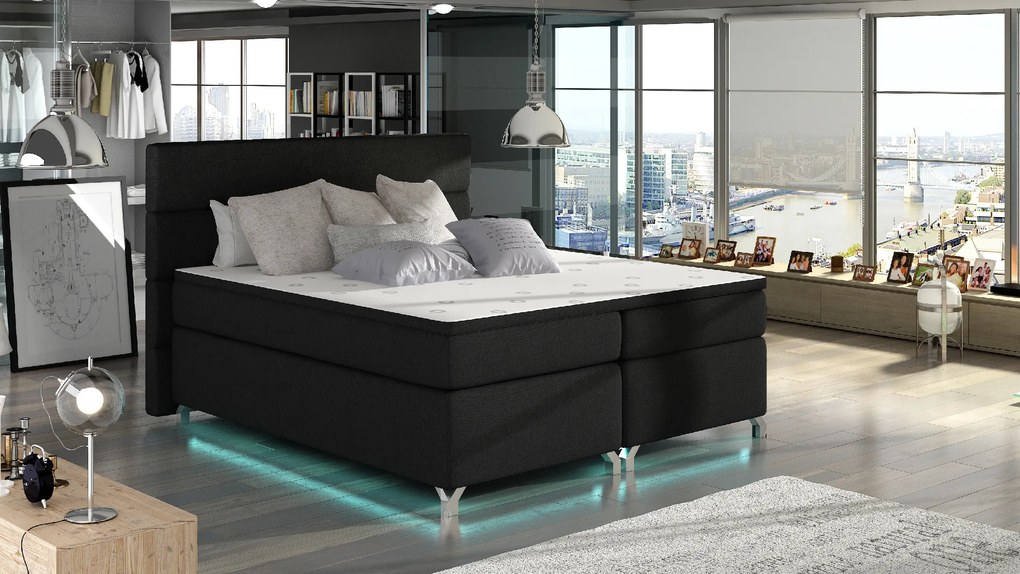 Boxspring Amadeo 140x200 s LED podsvícením Materiál / Dekor: Mat Velvet 63