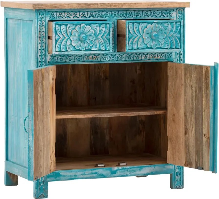 furniture-nabytek.cz - Masivní komoda Santoro z mangového dřeva, modrá, lakovaná
