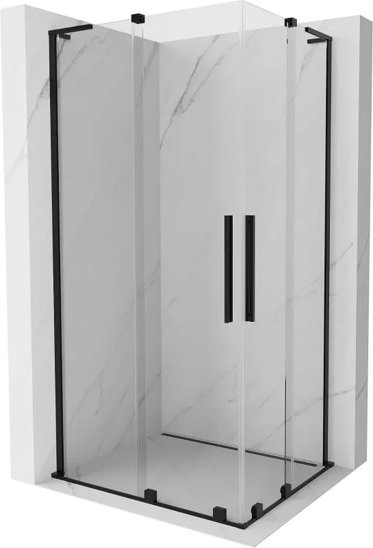 Mexen Velar L Duo, sprchový kout s posuvnými dveřmi 90 x 80 cm, 8mm čiré sklo, černá matná, 871-090-080-02-03-70