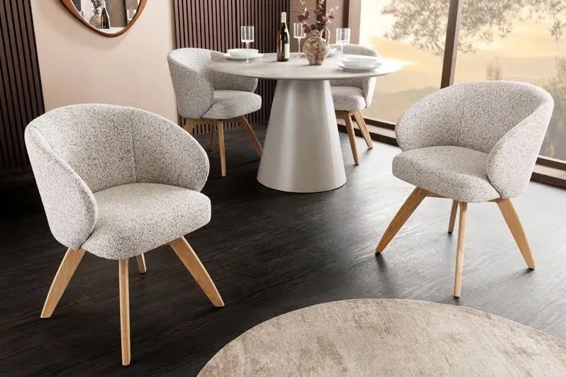 Designová otočná židle Tolinka béžová / přírodní