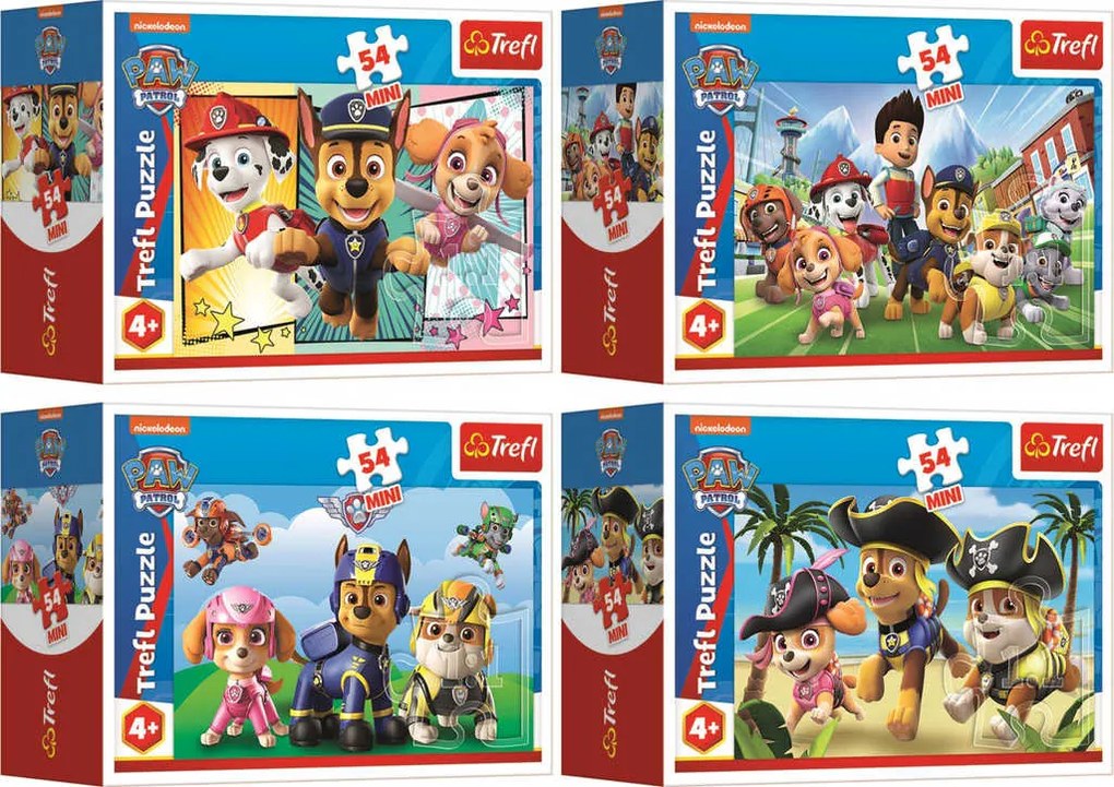 TREFL PUZZLE Tlapková Patrola Společná dobrodružství mini 20x13cm 54 dílků 4 druhy tr54200
