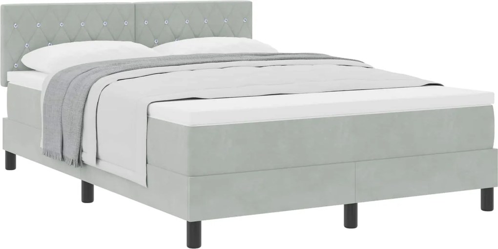 Postel s boxspringem s matrací Světle šedá 140 x 190 cm samet 3339104