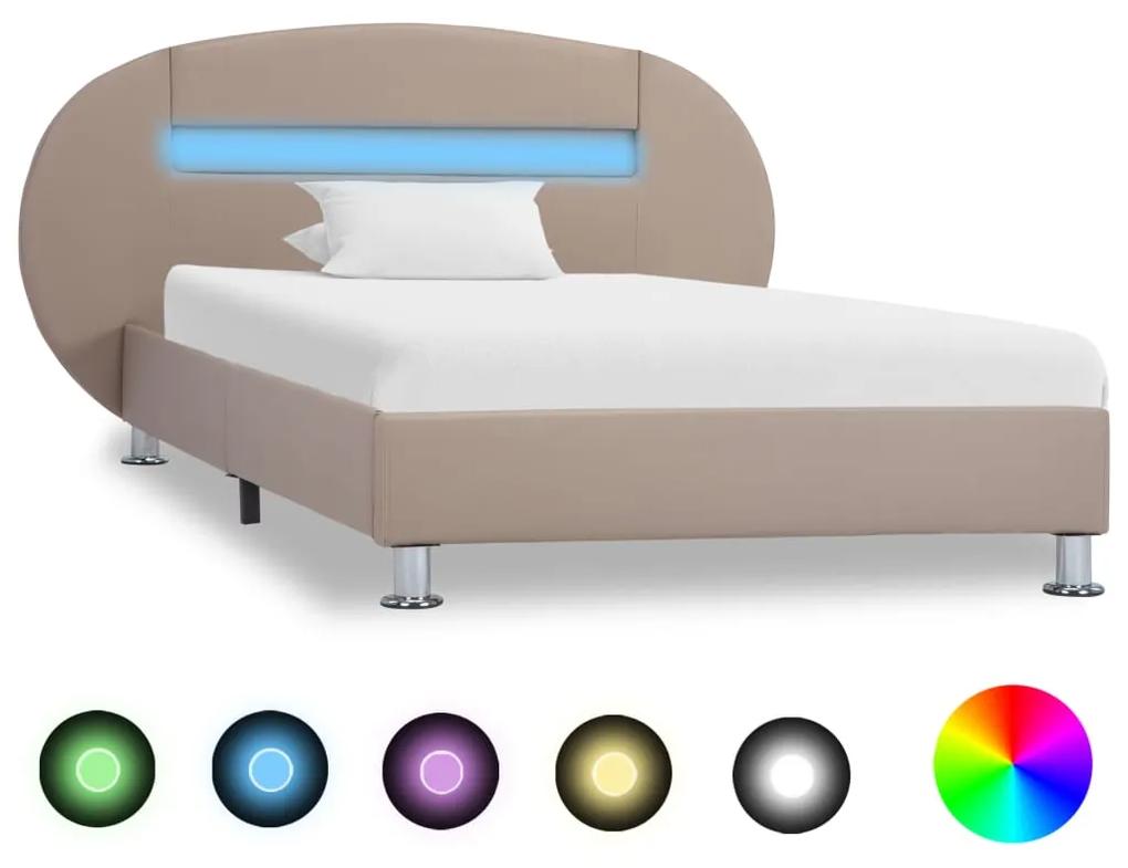 285445 vidaXL Rám postele s LED světlem cappuccino umělá kůže 100 x 200 cm